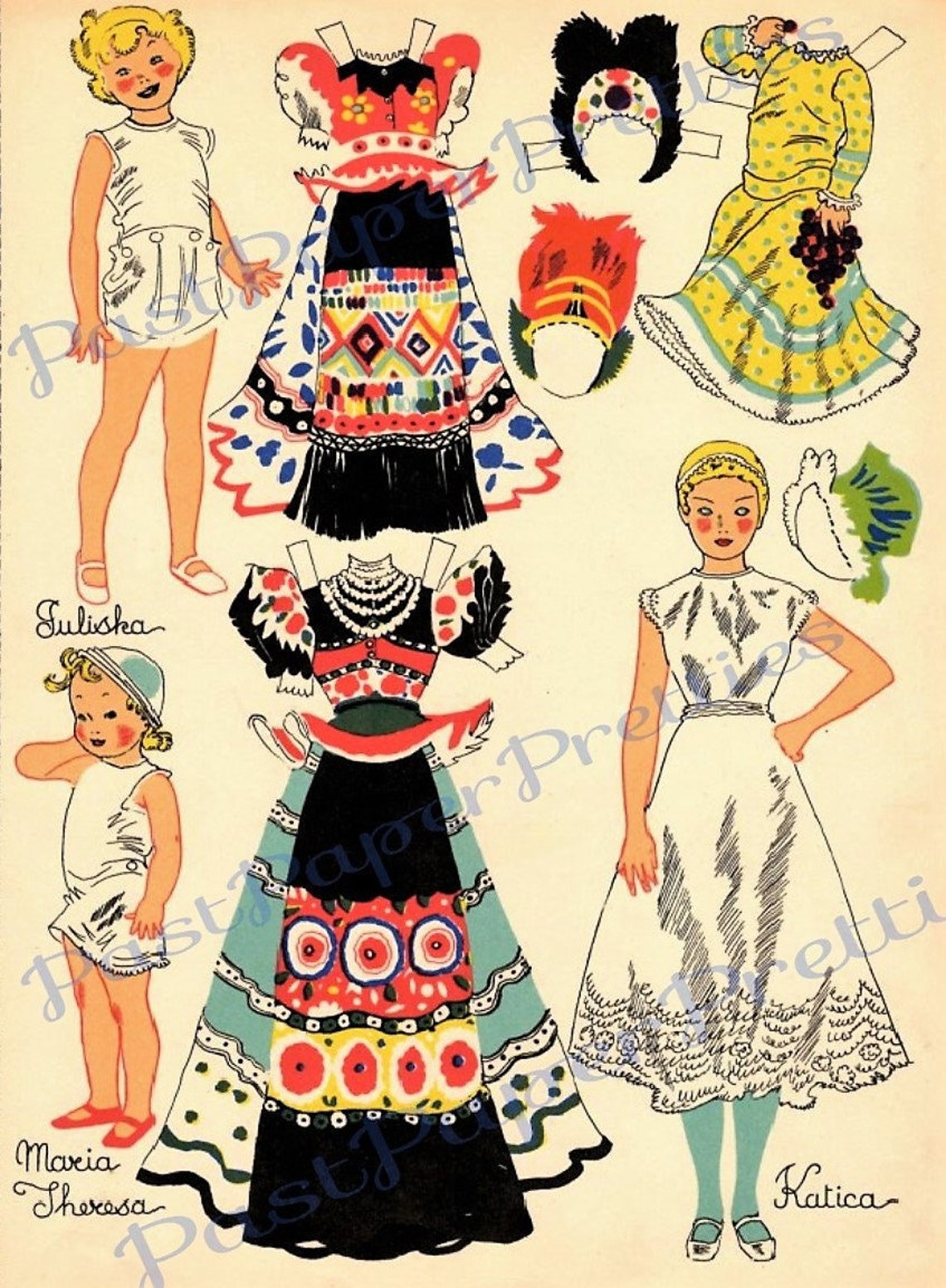 Vintage International Paper Dolls Collage Sheets Cute Dutch - Etsy