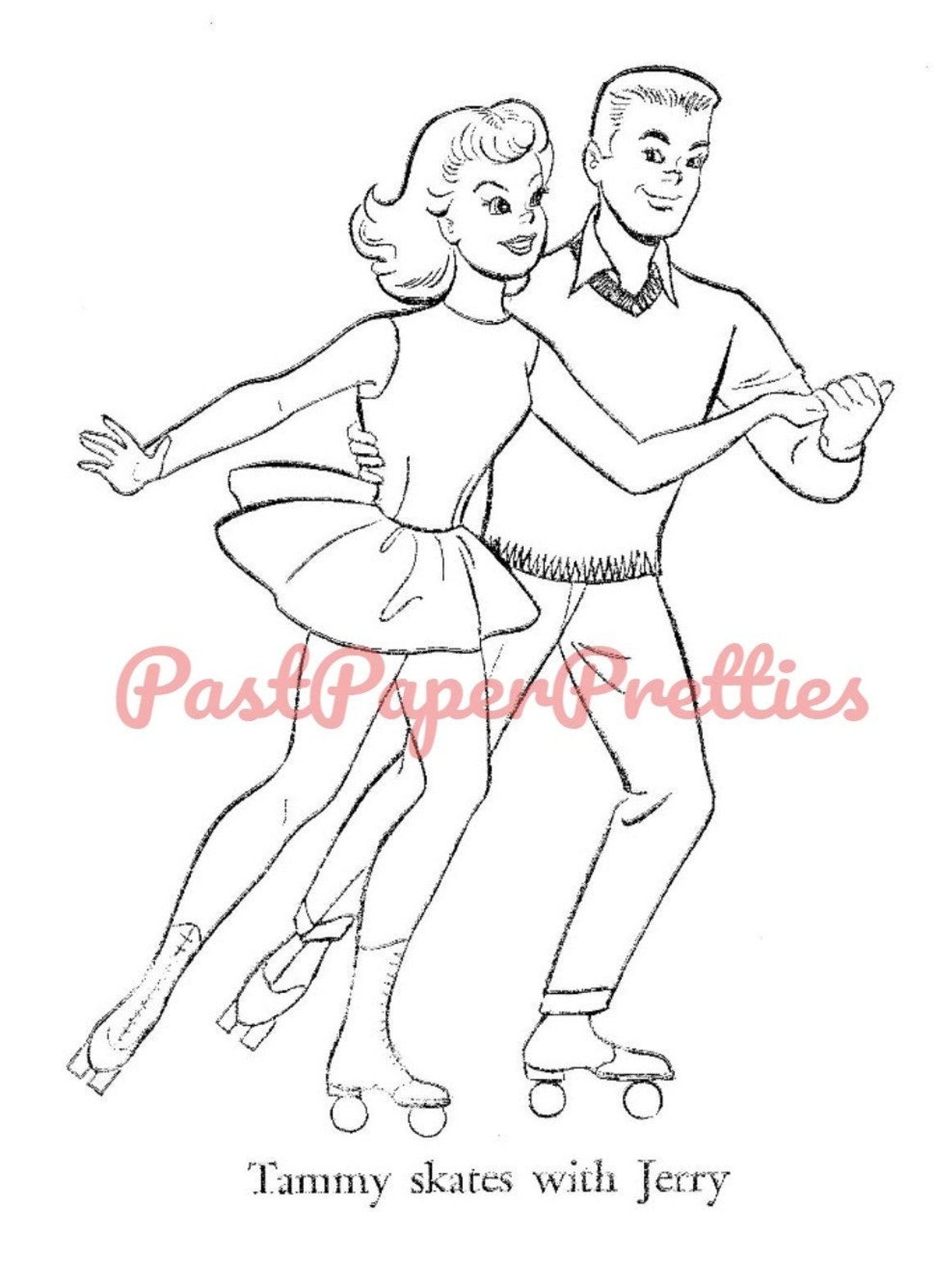 Vintage Printable Coloring Book Pages Tammy and Tiny - Etsy