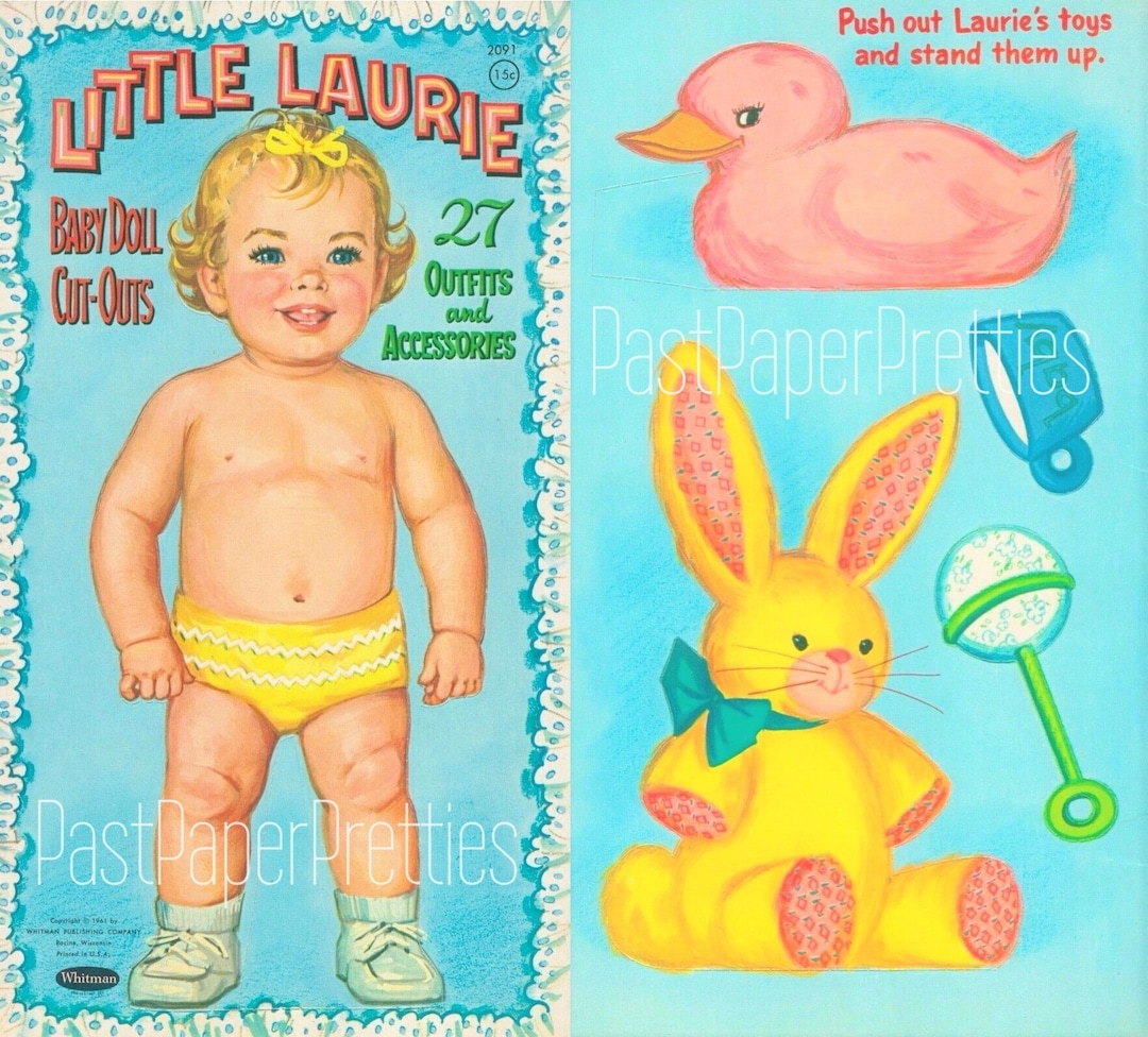 Vintage Paper Dolls Little Laurie Baby Doll C. 1961 Cute Little Toddler ...