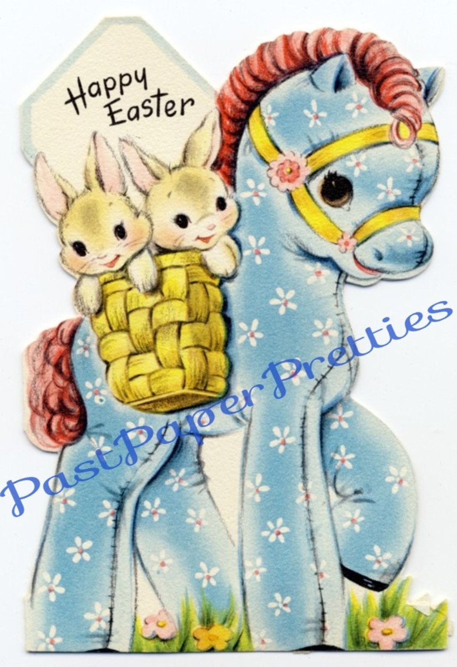 54 Vintage Printable Animal Easter Cards Cute Bunnies Lambs Chicks ...