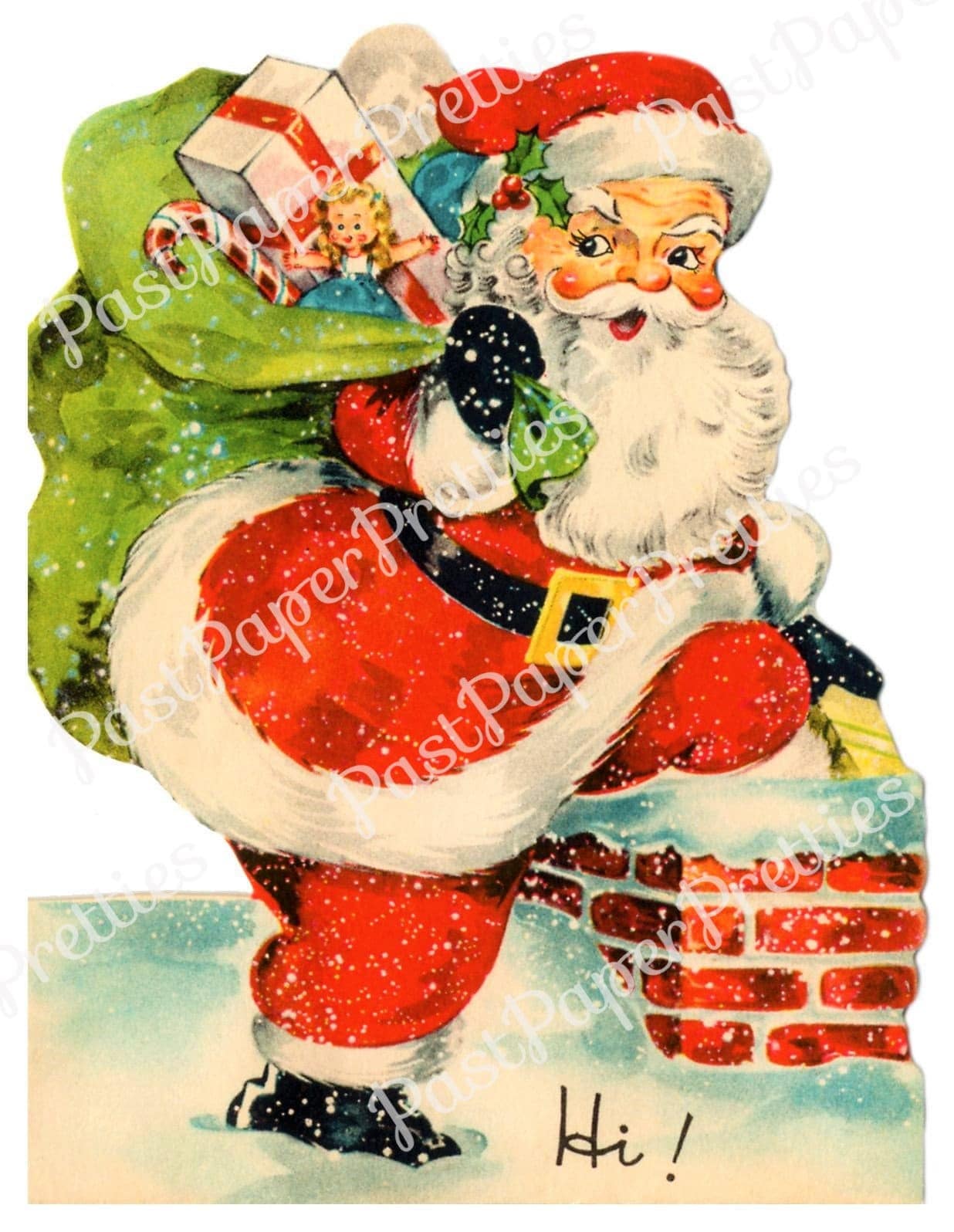 Vintage Printable Retro Santa Claus Christmas Card Images - Etsy