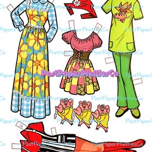 Vintage Paper Dolls Hee Haw Retro TV Show Printable PDF Instant Digital Download 1971 Funny ...