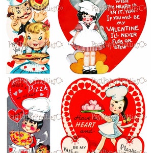 48 Vintage Cooking Valentines Day Cards Cute Chefs Bakers Baking ...