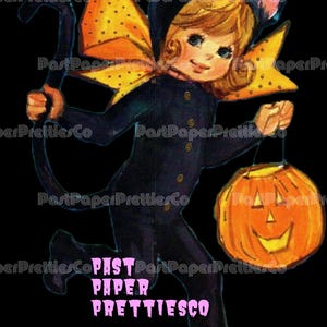 Vintage Printable Adorable Halloween Cards Little Girls Fairy Black Cat ...