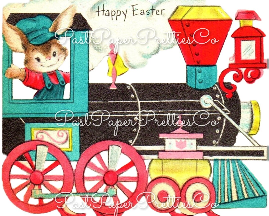 Vintage Printable Easter Bunny Express Choo Choo Train Card Image C ...