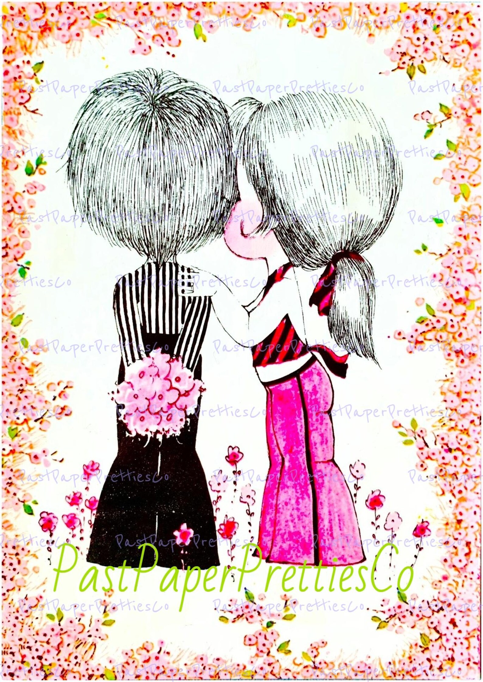 Vintage Printable Groovy Mod Couples 1970s Postcard Swap Card Images ...