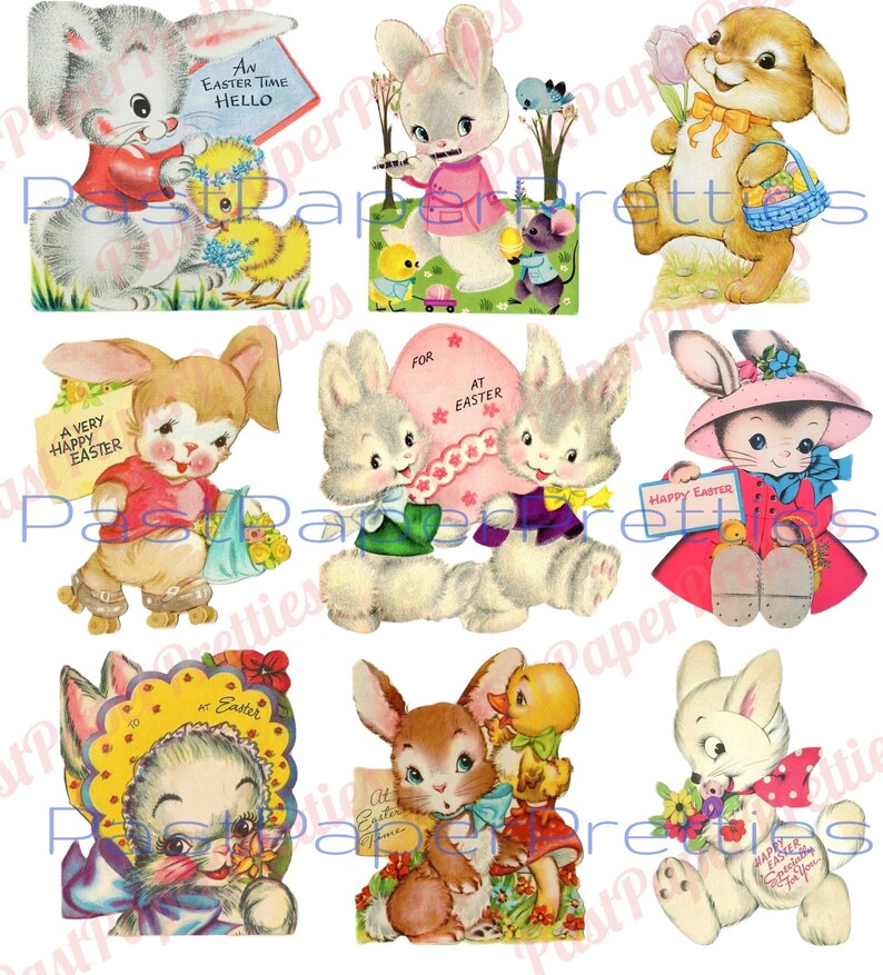 81 Vintage Easter Bunny Card Images Bunches of Bunnies Collage - Etsy ...