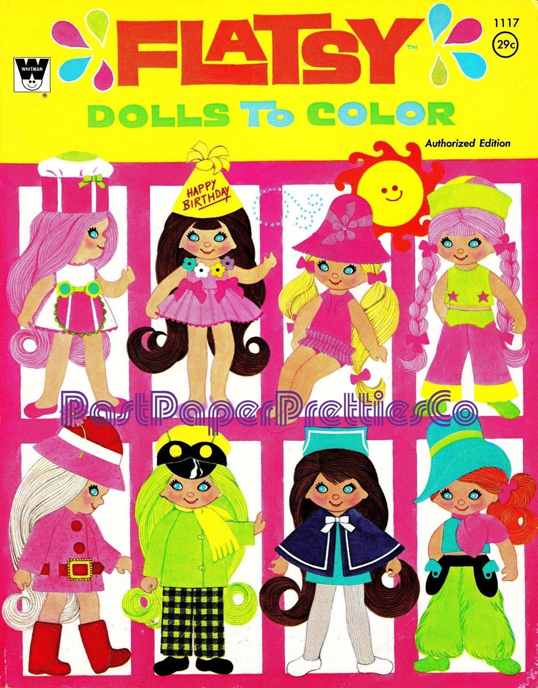 Vintage Printable Flatsy Dolls to Color Coloring Book Pages C. 1970 PDF ...