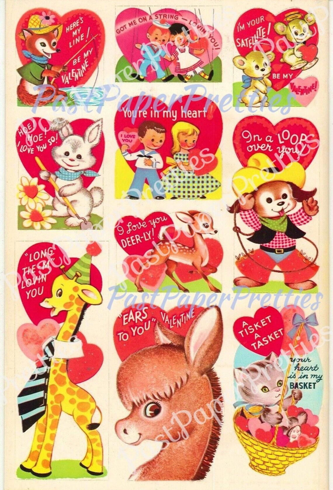 50 Vintage Printable Valentine Cards Retro 1962 Cute Kitsch - Etsy Canada