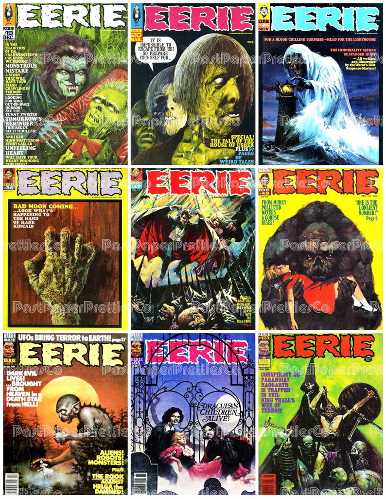 Vintage Retro Movie Monster Magazine Covers Collage Images Halloween ...