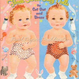 Vintage Paper Dolls Three Sweet Baby Dolls Babies to Cut Out and Dress ...
