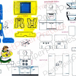 Vintage Printable Doll House Furniture Paper Dolls Lets Play ...