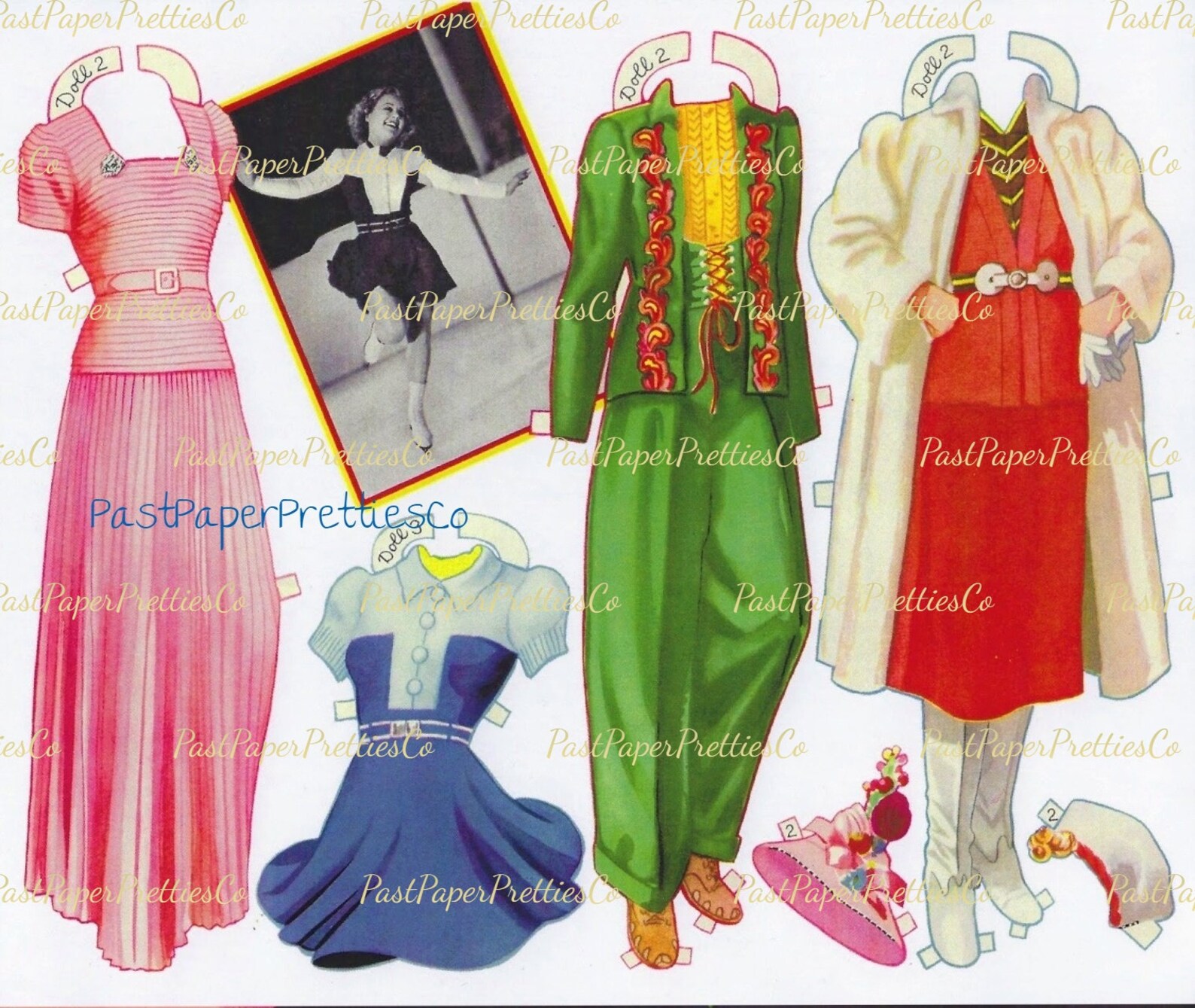 Vintage Paper Dolls Sonja Henie Ice Skating Star 1939 Printable PDF ...