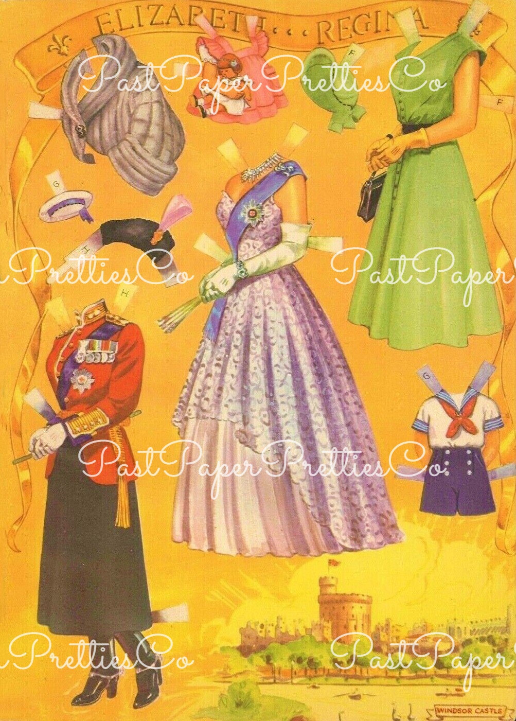 Vintage Paper Dolls Queen Elizabeth II Royal Family Coronation C. 1953 ...