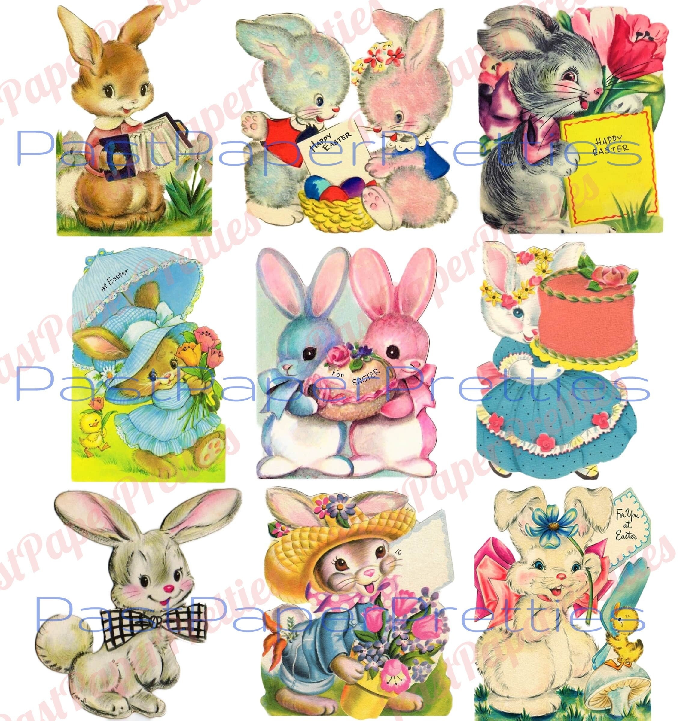81 Vintage Easter Bunny Card Images Bunches of Bunnies Collage - Etsy ...