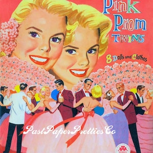 Vintage Paper Dolls Pink Prom Twins Girls 1956 Printable PDF Instant ...