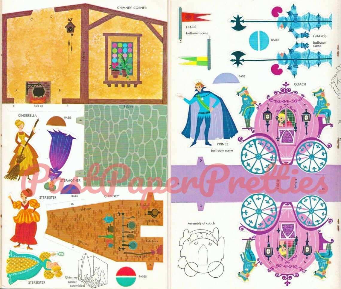 Vintage Paper Dolls Cinderella Punch-out Figures Printable - Etsy