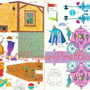 Vintage Paper Dolls Cinderella Punch-out Figures Printable Playset 1962 ...