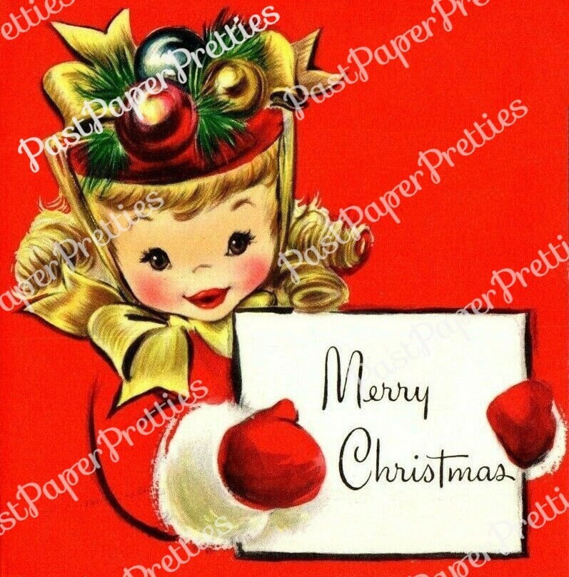 Vintage Printable Little Miss Merry Christmas Girl Fancy Hat Gift Tag ...