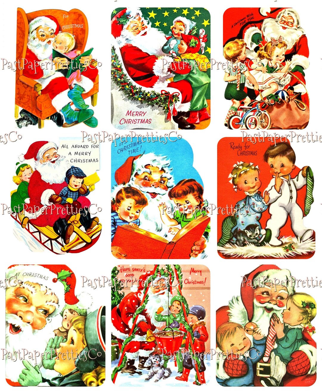 Vintage Christmas Printable Mall Santa and Children Kids Card Images 3 ...