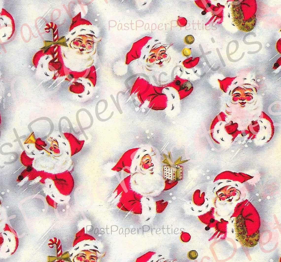 Vintage Printable Christmas Gift Wrap Happy Santa Claus Retro - Etsy
