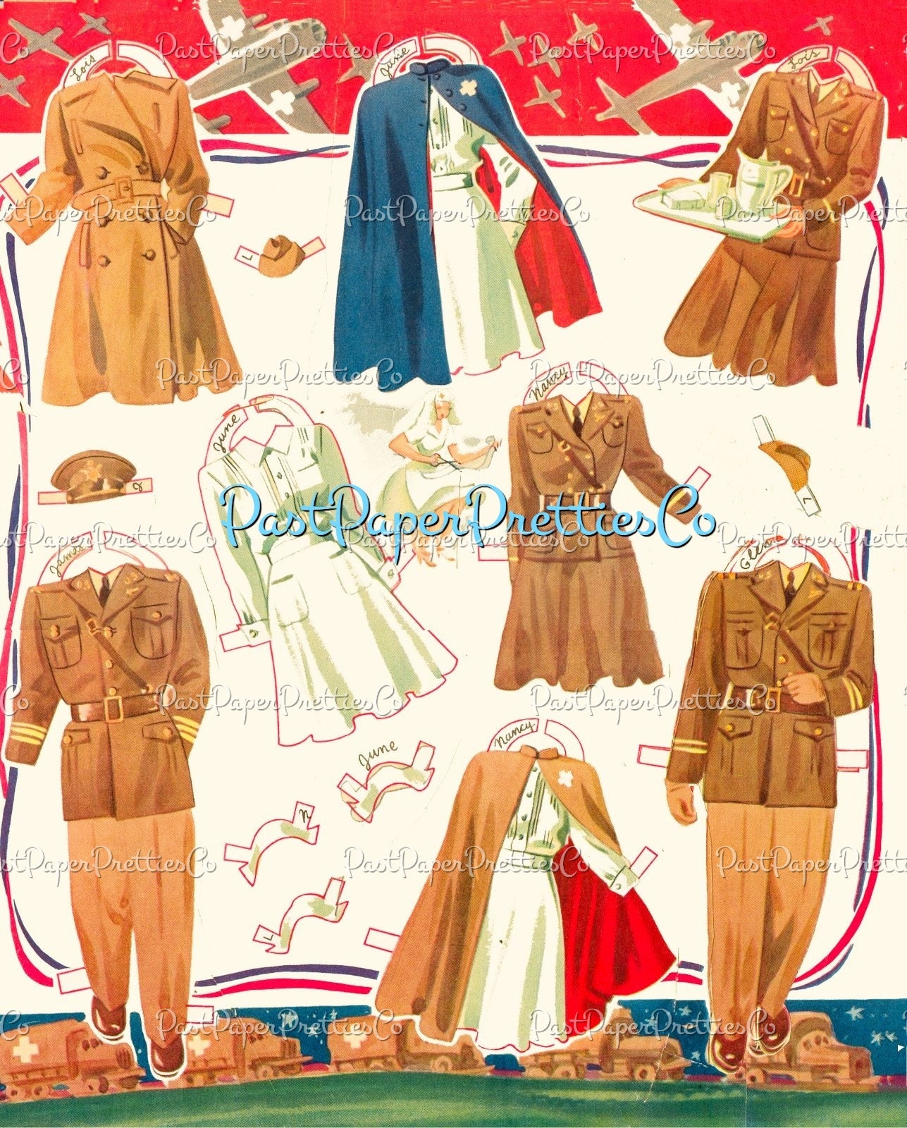 Vintage Paper Dolls Army Nurse and Doctor 1943 WWII Printable PDF ...