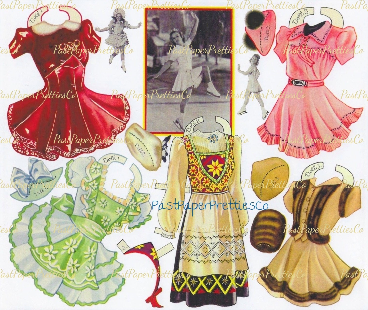 Vintage Paper Dolls Sonja Henie Ice Skating Star 1939 Printable PDF ...