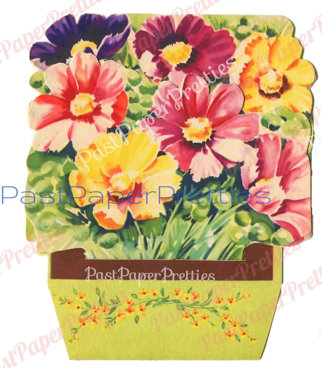 Vintage Printable Pretty Window Box Flower Pot Greeting Card Images C ...