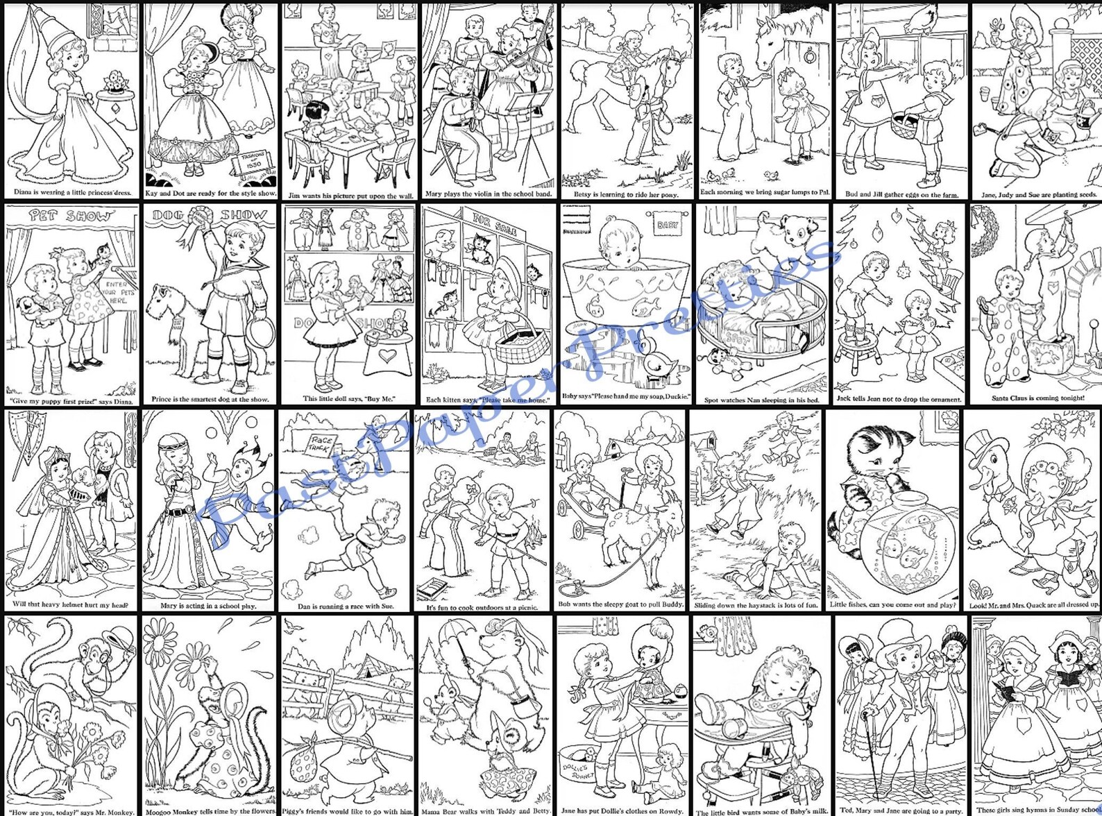 Vintage Printable Coloring Book Blue Ribbon 1941 PDF Instant - Etsy