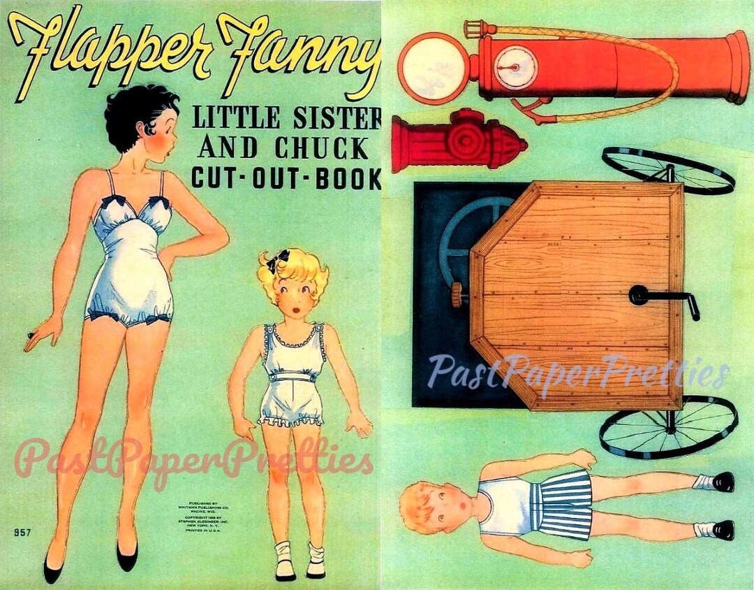 Vintage Paper Dolls Flapper Fanny Little Sister and Chuck 1938 Printable PDF Instant Digital ...