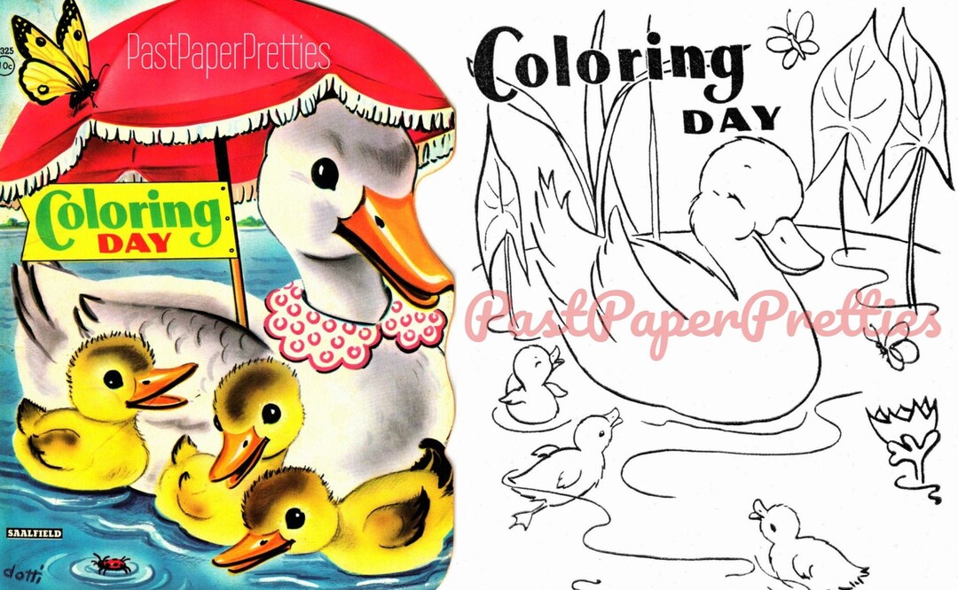 Vintage Printable Coloring Book Pages Coloring Day C. 1960s PDF Instant ...