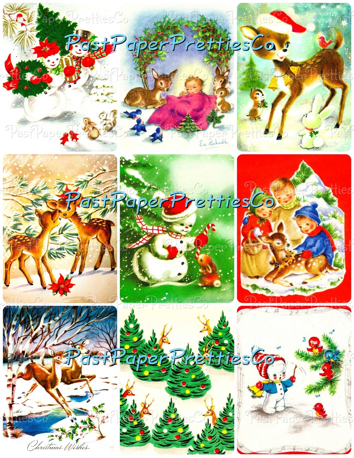 Vintage Printable Christmas Forest Friends Card 108 Images Collage ...