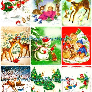 Vintage Printable Christmas Forest Friends Card 108 Images Collage ...