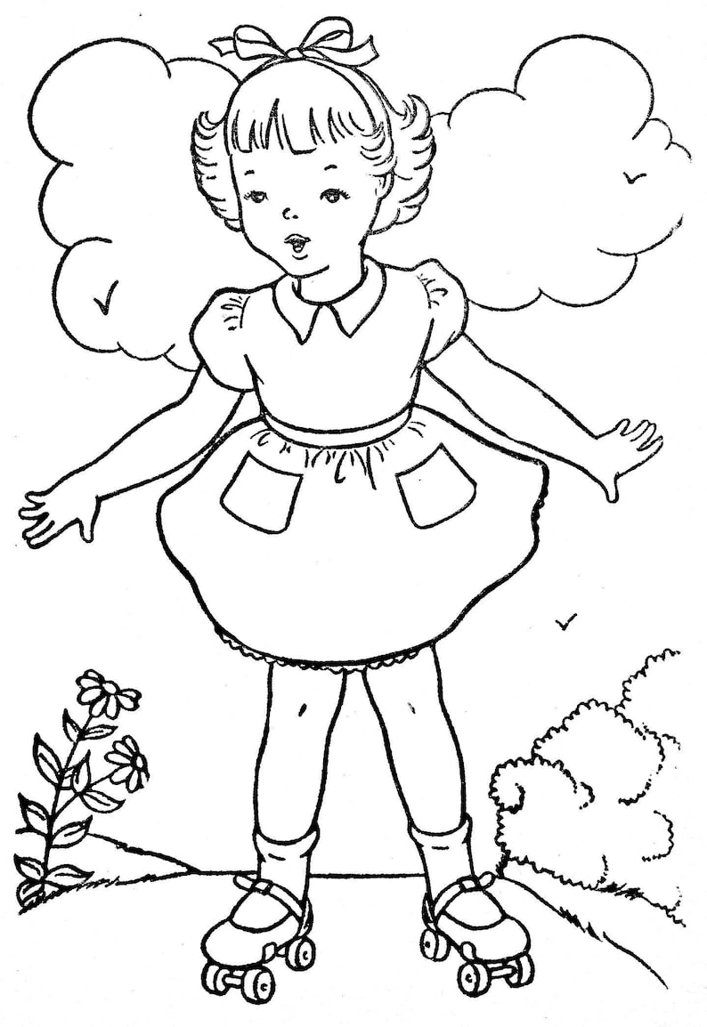 Vintage Printable Coloring Book Pages Springtime 1944 PDF - Etsy