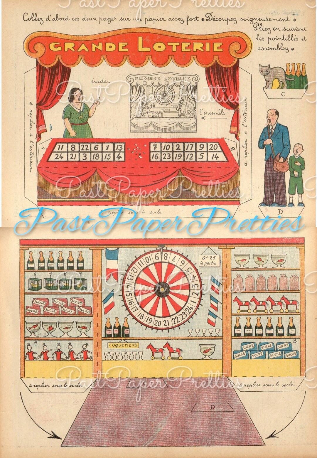 Vintage Lottery Booth Scene Printable Paper Craft Cut Outs PDF Instant ...