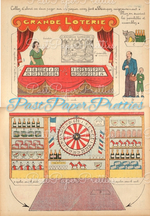 Vintage Lottery Booth Scene Printable Paper Craft Cut Outs PDF - Etsy