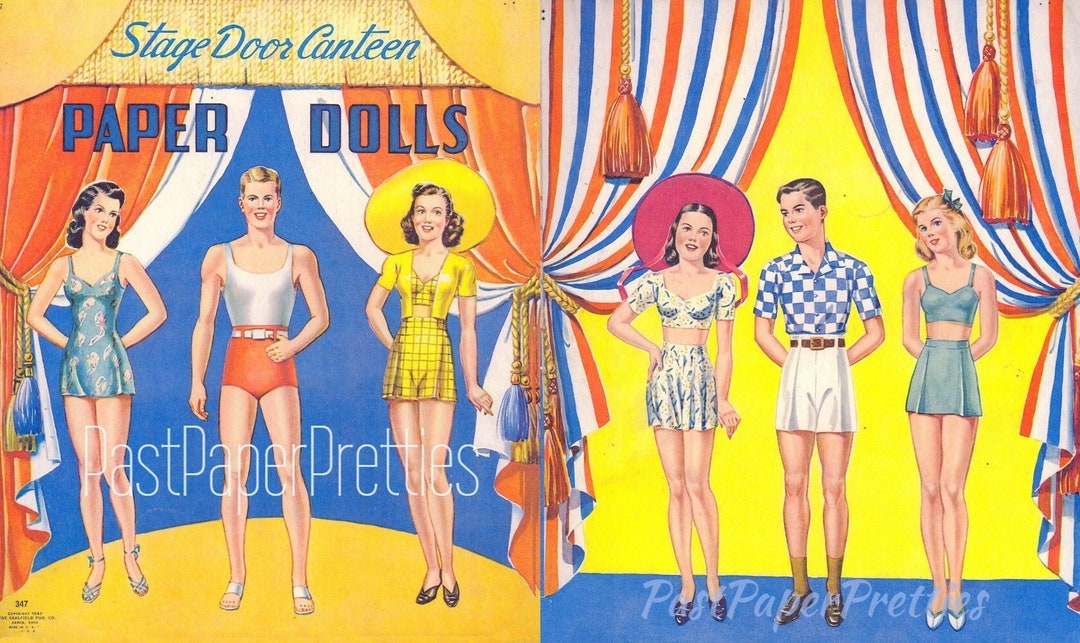 Vintage Paper Dolls Stage Door Canteen 1943 War WWII Printable PDF ...