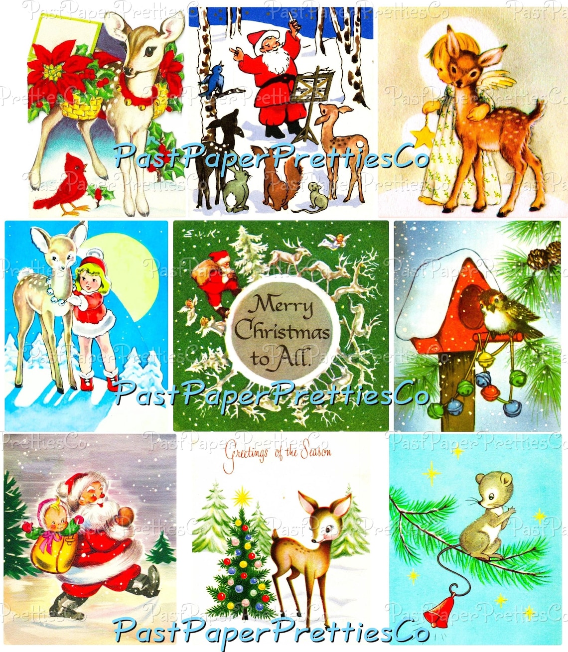 Vintage Printable Christmas Forest Friends Card 108 Images Collage ...