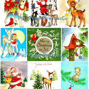 Vintage Printable Christmas Forest Friends Card 108 Images Collage ...