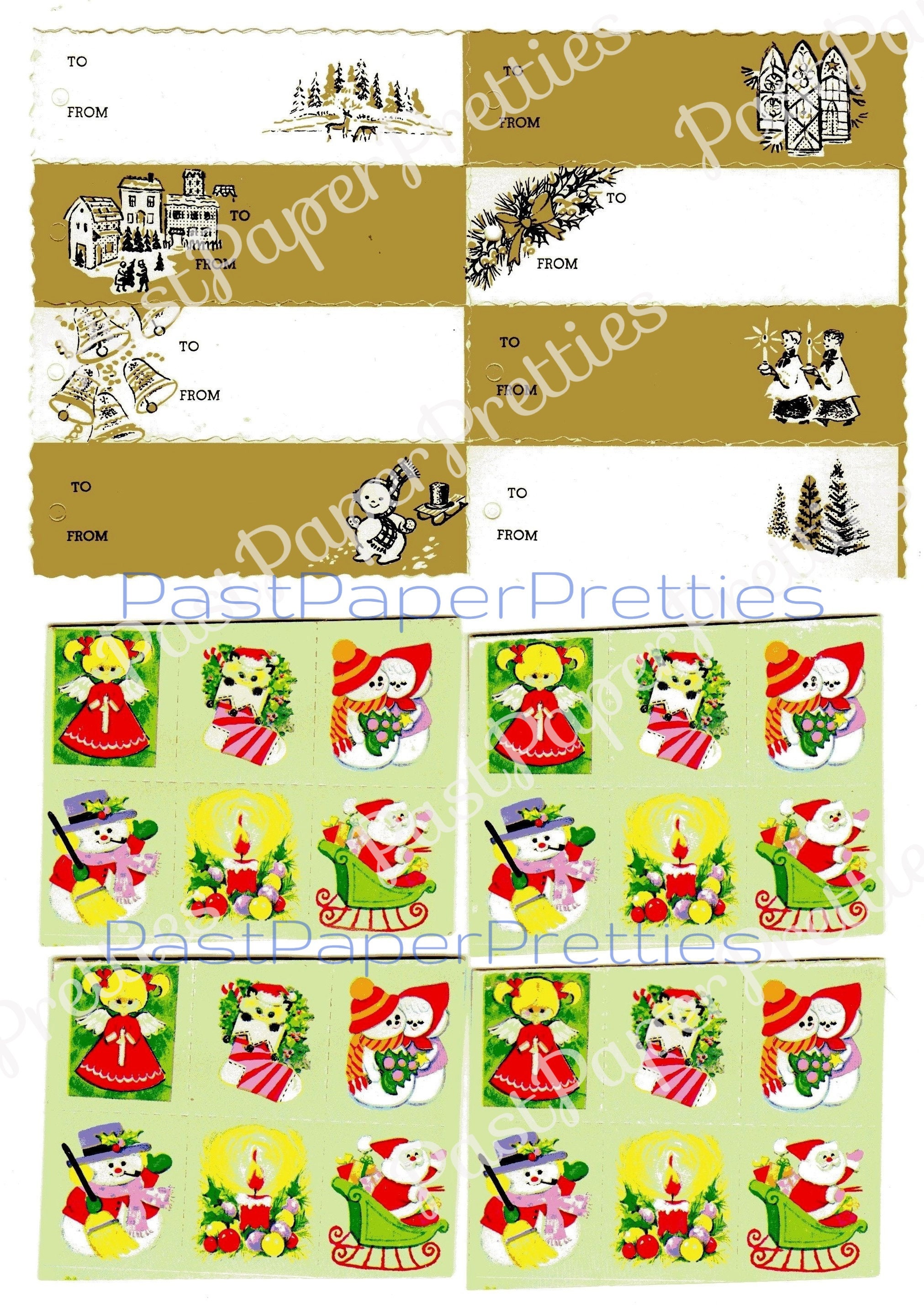 104 Vintage Printable Christmas Gift Tags Mid Century Kitsch - Etsy