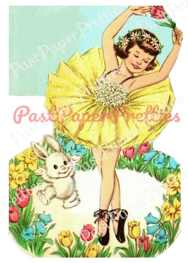 Vintage Printable Easter Clipart Pretty Girl Ballerina Dancing - Etsy ...
