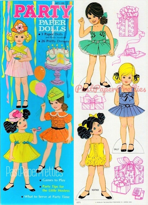 Vintage Party Paper Dolls C. 1969 Birthday Party Printable PDF - Etsy