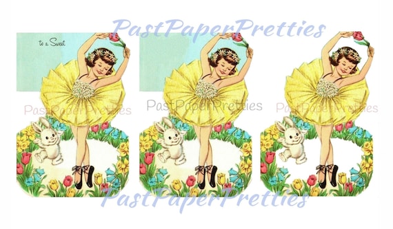 Vintage Printable Easter Clipart Pretty Girl Ballerina Dancing - Etsy