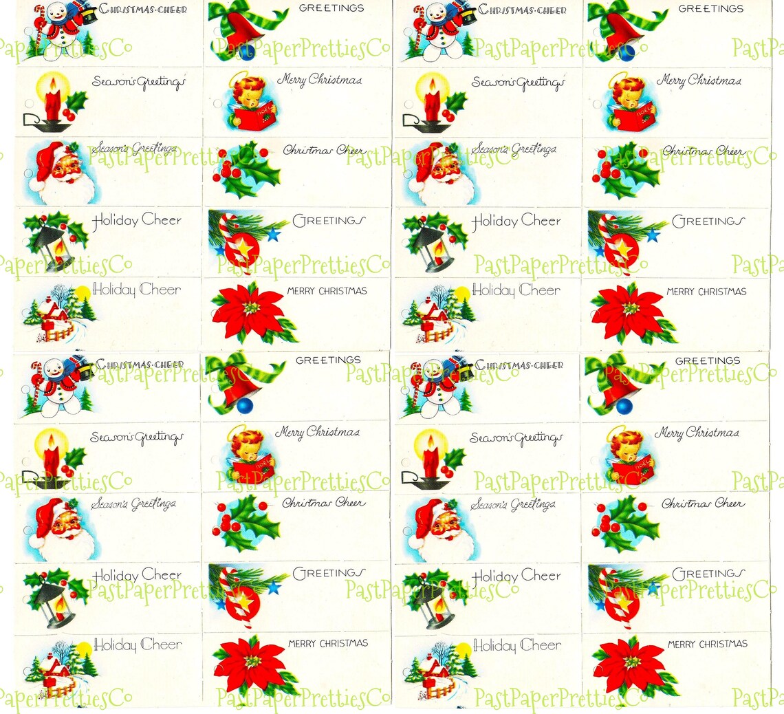 Vintage Printable Classic Traditional Christmas Gift Tags 10 MCM ...