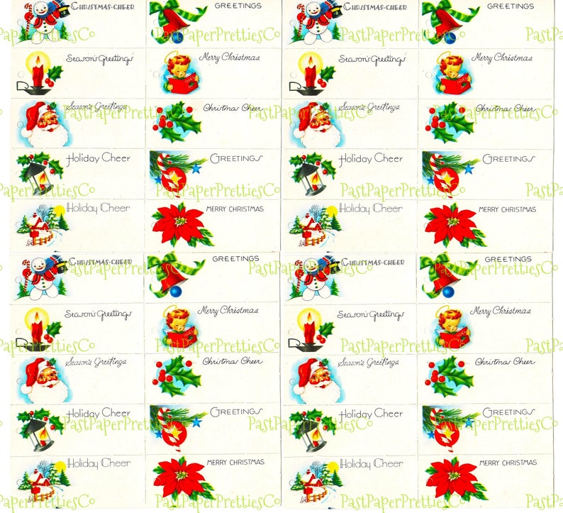 Vintage Printable Classic Traditional Christmas Gift Tags 10 MCM ...