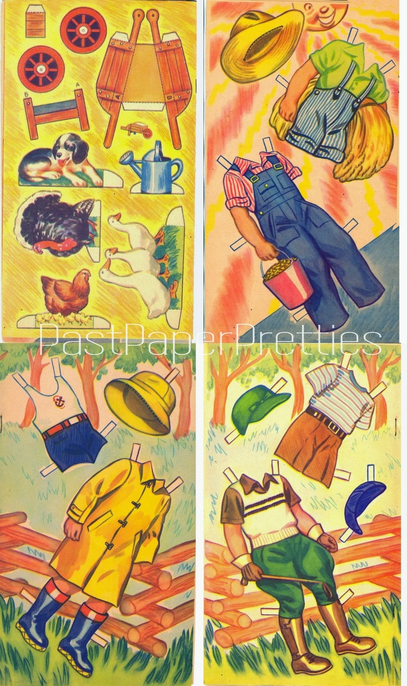 Vintage Paper Dolls Farmer Fred and His Friends C. 1943 Printable PDF ...