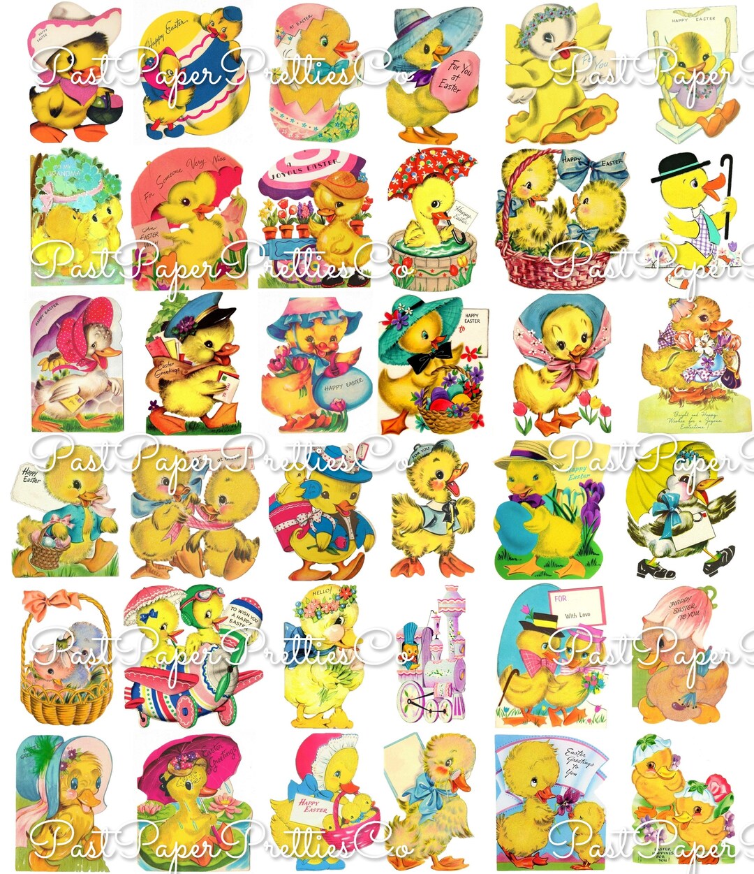 72 Vintage Easter Duck Card Images Dozens of Duckies Collage Sheets PDF ...
