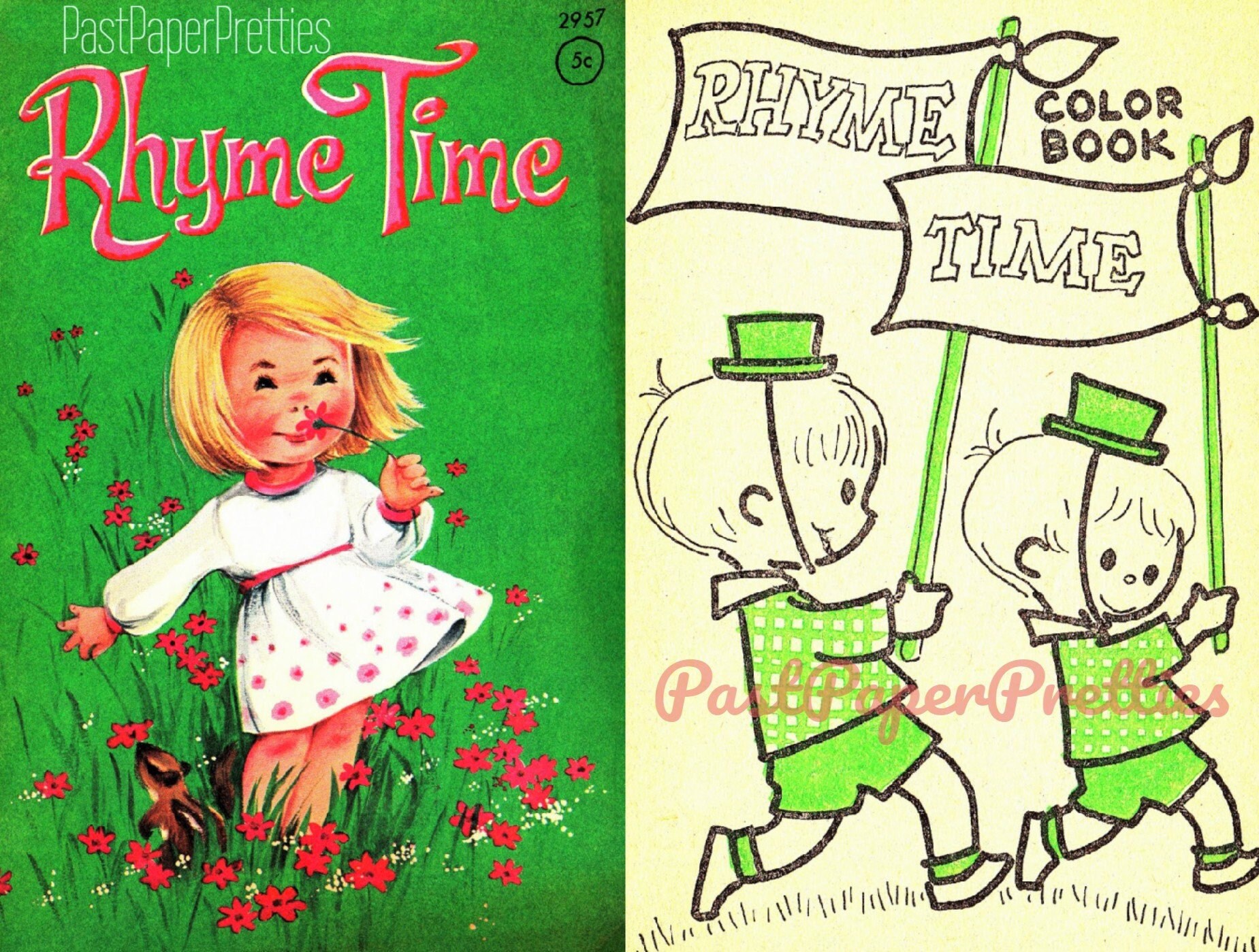 Vintage Printable Coloring Book Pages Rhyme Time C. 1965 PDF - Etsy