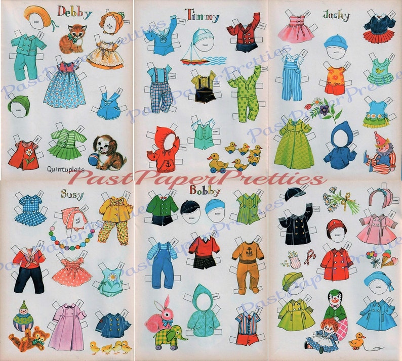 Vintage Paper Dolls Cute Quintuplets Cut-outs C. 1964 PDF - Etsy