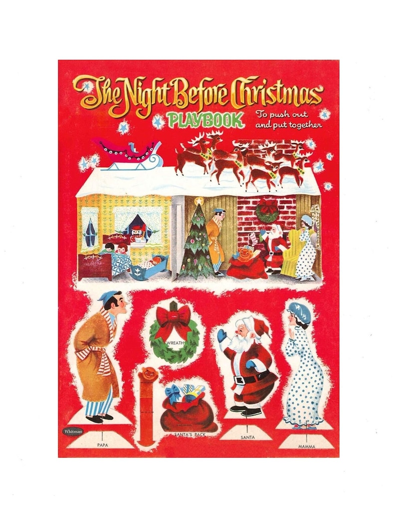 Vintage Printable the Night Before Christmas Playbook Playset Holiday ...